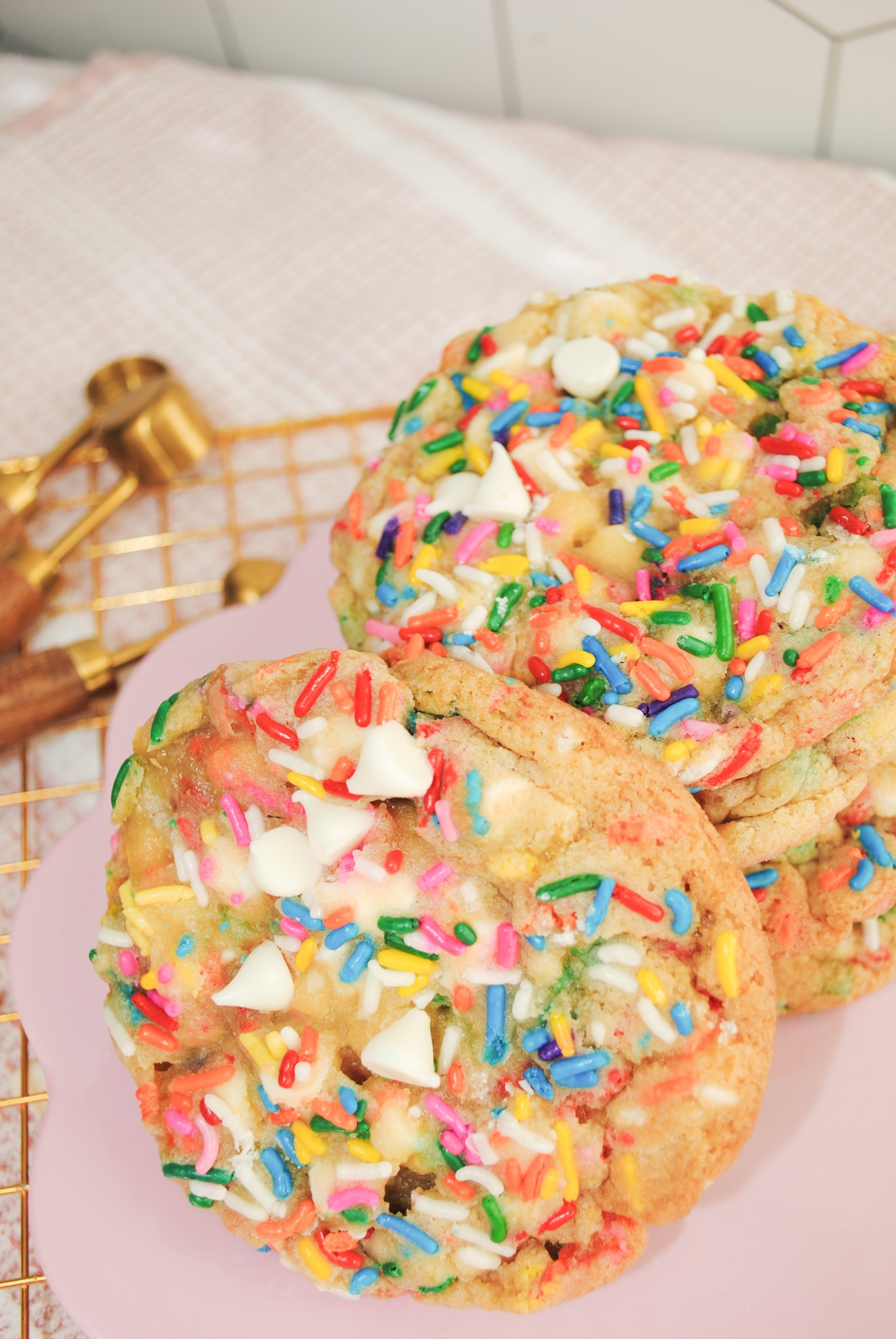 Sprinkle Cookies with White Chocolate Chips - Maegan Kay Bakes