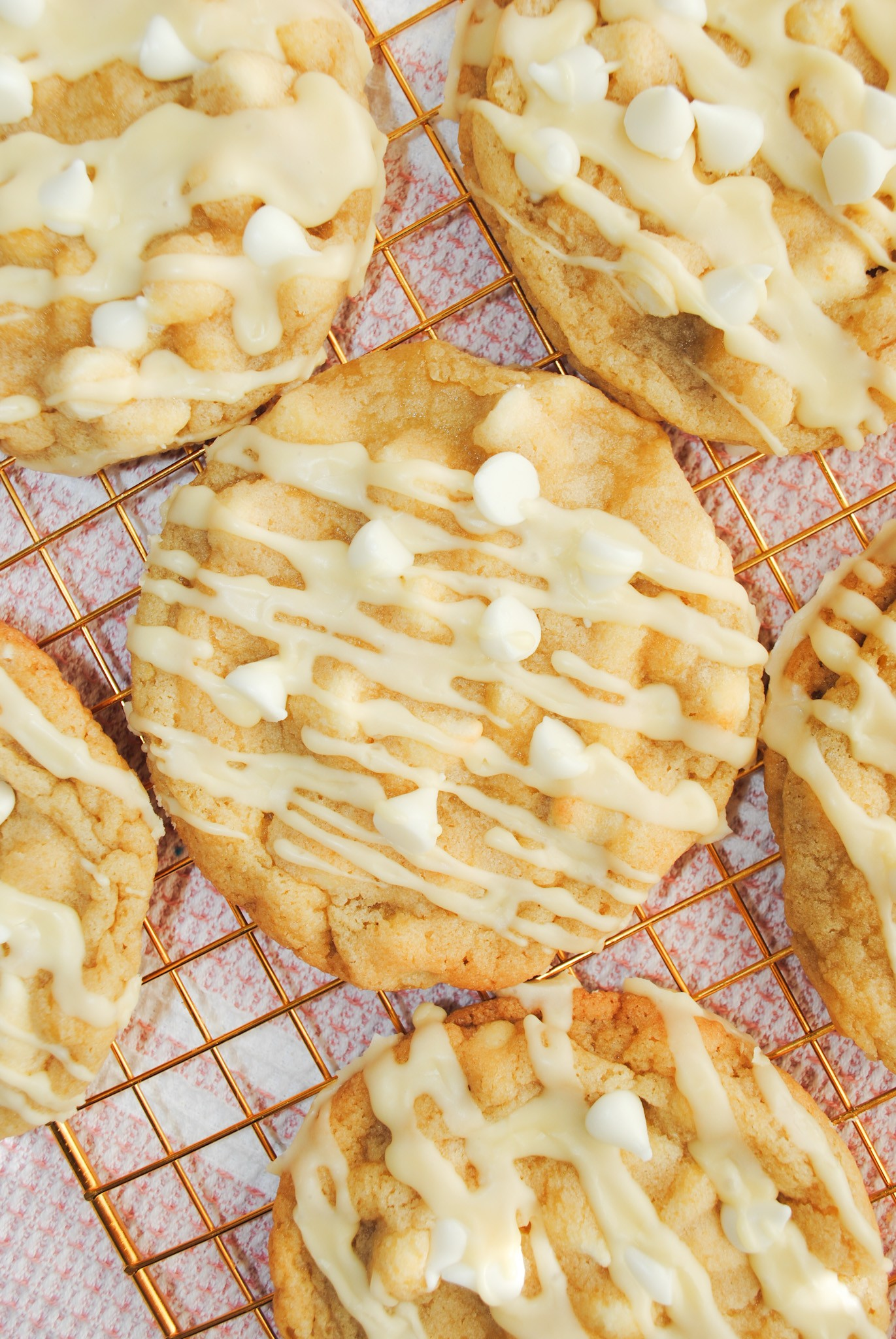 Lemon Chip Cookies with Sweet Vanilla Glaze - Maegan Kay Bakes