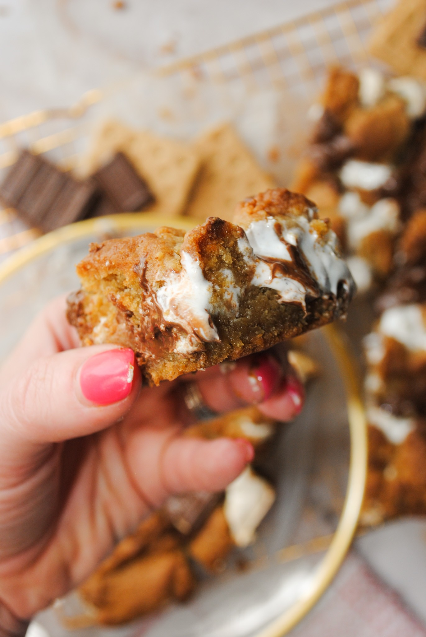 S’mores Cookie Bars – With Marshmallow Fluff - Maegan Kay Bakes